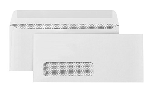 500 Number 10 Single Window Envelopes - Thick Gummed Seal - Designed for Secure Mailing of Quickbooks Checks, Invoices, Business Statements, Personal Letters - 4 1/8 x 9 1/2