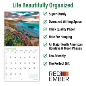 RED EMBER Brilliant Seasons 2023 Hangable Monthly Wall Calendar | 12" x 24" Open | Thick & Sturdy Paper | Giftable | Simply Stunning