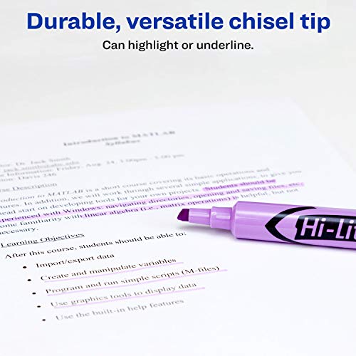 Avery Hi-Liter Desk-Style Highlighters, Smear Safe Ink, Chisel Tip, 12 Fluorescent Purple Highlighters (24060)