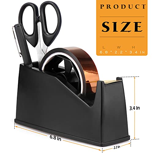 Heat Tape Dispenser, Masking Tape Dispenser, Holder Fits 1" and 3" Core, 6.8 x 2.2 x 3.4 Inch, Desktop Tape Dispenser, Heat Tape for Sublimation(Black)