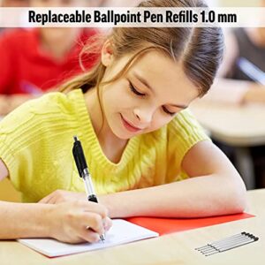 12 Pieces Pen Refills Black Ink 1.0mm Medium Point Metal Ballpoint Refill Smooth Writing Pen Refills Replacement Refills for Retractable Ballpoint Pen School Office Supplies (Black)