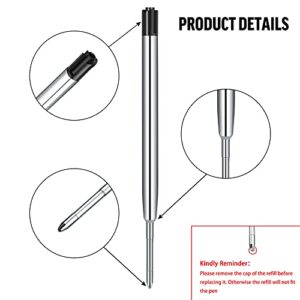 12 Pieces Pen Refills Black Ink 1.0mm Medium Point Metal Ballpoint Refill Smooth Writing Pen Refills Replacement Refills for Retractable Ballpoint Pen School Office Supplies (Black)