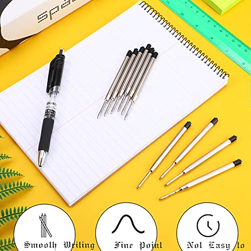 12 Pieces Pen Refills Black Ink 1.0mm Medium Point Metal Ballpoint Refill Smooth Writing Pen Refills Replacement Refills for Retractable Ballpoint Pen School Office Supplies (Black)