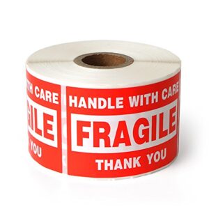 fragile – 2″x3″ handle with care shipping stickers, 500 labels per roll