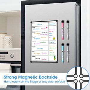 Magnetic Weekly Calendar for Fridge,12×8” Magnetic Fridge Calendar Refrigerator Calendar, Weekly Meal Planner Magnetic, Doubleside, Grocery List, Kitchen Menu Planner Board for Fridge/Locker, 4 Marker