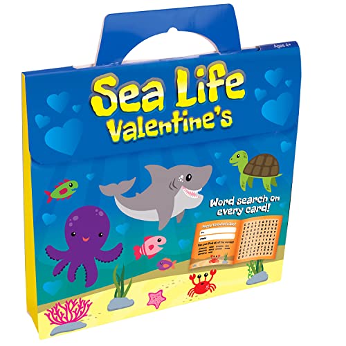 28-Pack Sea Life Valentines Day Cards with Envelopes I Word Search Game Valentines Day Cards for Kids School I Valentines Day Gifts for Kids Party Favor I Exchange Valentines Cards for Kids Classroom