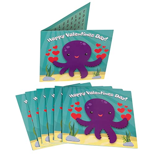 28-Pack Sea Life Valentines Day Cards with Envelopes I Word Search Game Valentines Day Cards for Kids School I Valentines Day Gifts for Kids Party Favor I Exchange Valentines Cards for Kids Classroom