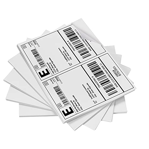 Shipping Labels, Pacific Mailer Half Sheet Shipping Label Compatible for Inkjet 2 Per Page 8.5 x 11 Self Adhesive Mailing Return Address Labels Printable Sticker Paper [100 Sheets/ 200 Labels, White]