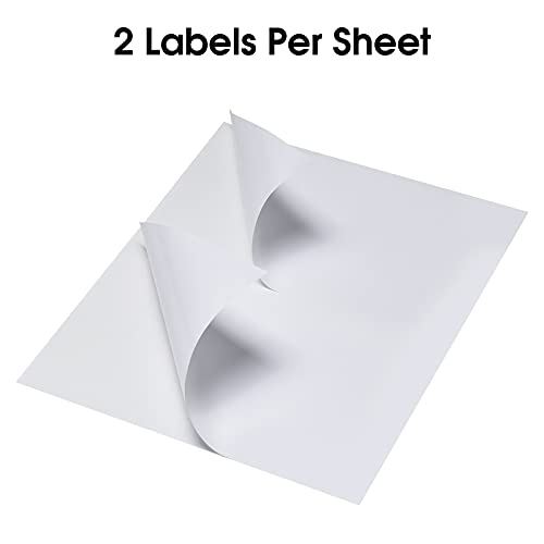 Shipping Labels, Pacific Mailer Half Sheet Shipping Label Compatible for Inkjet 2 Per Page 8.5 x 11 Self Adhesive Mailing Return Address Labels Printable Sticker Paper [100 Sheets/ 200 Labels, White]