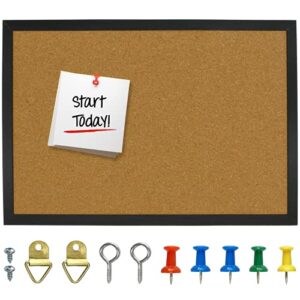 owlkela cork board bulletin board 17.7″x 13.3″, vision board, notice pin board, ideal for office & home decor, school message board or vision board