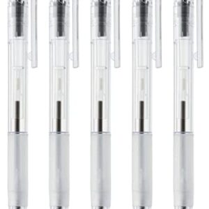 Muji Polycarbonate Clear Ball Point Gel Pen Black 0.7mm 5pcs Made in Japan