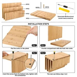 100% Bamboo Desk File Mail Organizer Countertop, 4 Slots Wood Desktop File Folder Sorter Holder Organizer for Document Letter Envelope Mail Paper Folder Bill Filing, Paper Letter Desk Tray Organizer