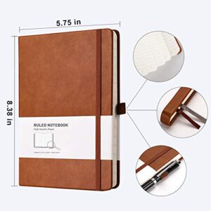 RETTACY Lined Journal Notebook - A5 Leather Thick Journal Writing Notebook with 192 Numbered Pages,Hardcover,100gsm Thick Paper 5.75'' × 8.38''