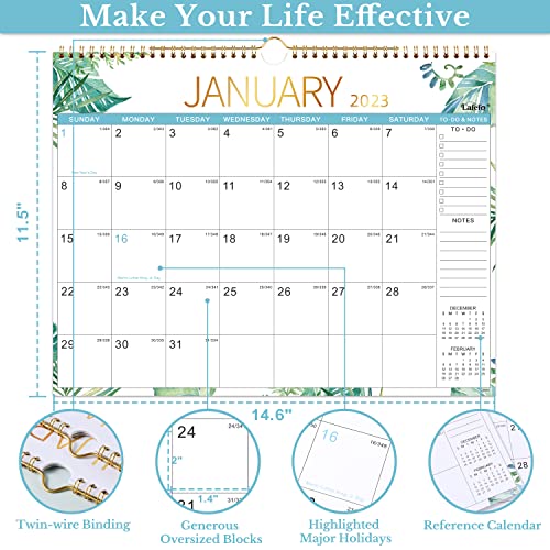 Wall Calendar 2023 - 12 Monthly Calendar 2023, Jan. 2023 - Dec. 2023, 2023 Calendar with Julian Date, 14.6" x 11.5",Twin-Wire Binding, Blank Block with Julian Dates, Perfect 2023 Wall Calendar for Organizing