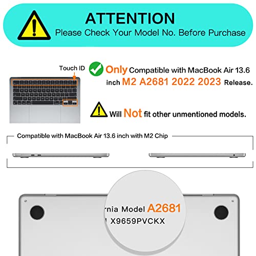 MOSISO Compatible with MacBook Air 13.6 inch Case 2022 2023 Release A2681 M2 Chip with Liquid Retina Display Touch ID, Plastic Hard Shell&Keyboard Cover&Screen Protector&Storage Bag, Crystal Clear