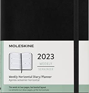 Moleskine 2023 Weekly Horizontal Planner, 12M, Large, Black, Hard Cover (5 x 8.25)