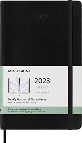 Moleskine 2023 Weekly Horizontal Planner, 12M, Large, Black, Hard Cover (5 x 8.25)