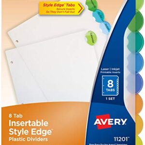 Avery 11201 Insertable Style Edge Tab Plastic Dividers, 8-Tab, Letter