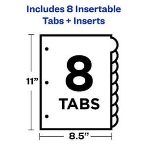 Avery 11201 Insertable Style Edge Tab Plastic Dividers, 8-Tab, Letter