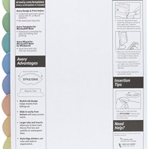 Avery 11201 Insertable Style Edge Tab Plastic Dividers, 8-Tab, Letter