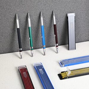 Nezyo 4 Pieces Welder Pencil With 60 Pieces Round Silver Refills Mechanical Pencil Metal Marker Pen for Construction Workers, Metal Work, Welders, Plumbers, Framers