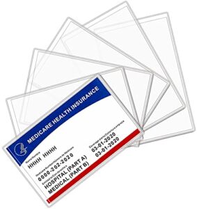 neando medicare card holder protector sleeves, social security card protector, 12 mil clear pvc water resistant plastic sleeves for new medicare cards, business cards, id cards, credit cards, 6 pack