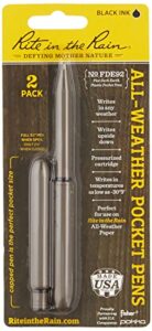 rite in the rain all-weather edc pen, flat dark earth pokka 2-pack, black 0.8mm ink, fine point (no. fde92)