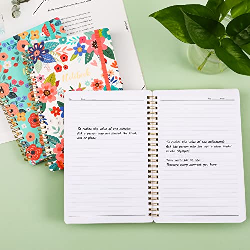 Spiral Notebook - 3 Pack A5 Lined Journal Notebook, Spiral Journal for Women, 5.7" x 8.4", 160 Pages, College Ruled Writing Notebook with Back Pocket, 100gsm Paper, for Office & School