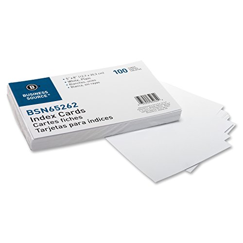 Business Source Plain Index Cards, White, 5 X 8