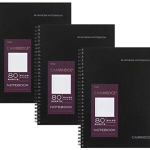 Cambridge Limited Professional Spiral Notebook NEW BUSINESS ADDITION, 3 Pack, Legal Ruled, 6-5/8" X 9-1/2" Page Size, 80 Sheets, Wirebound Office journal & Notebook for Women & Men, Black. CAM10-402