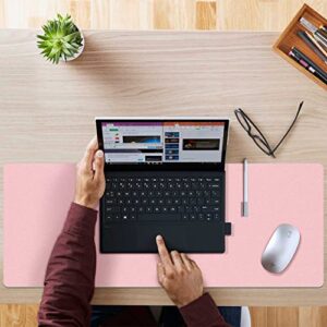 Desk Mat Large Protector Pad - Multifunctional Dual-Sided Office Desk Pad,Smooth Surface Soft Mouse Pad, Waterproof Desk Mat for Desktop, Pu Leather Desk Cover for Office/Home(Pink, 23.6" x 13.7")