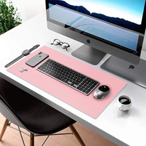 Desk Mat Large Protector Pad - Multifunctional Dual-Sided Office Desk Pad,Smooth Surface Soft Mouse Pad, Waterproof Desk Mat for Desktop, Pu Leather Desk Cover for Office/Home(Pink, 23.6" x 13.7")