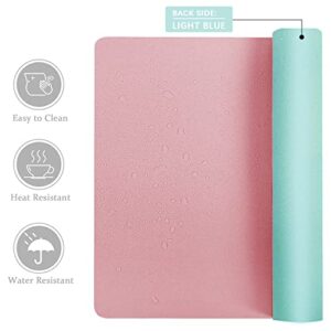 Desk Mat Large Protector Pad - Multifunctional Dual-Sided Office Desk Pad,Smooth Surface Soft Mouse Pad, Waterproof Desk Mat for Desktop, Pu Leather Desk Cover for Office/Home(Pink, 23.6" x 13.7")