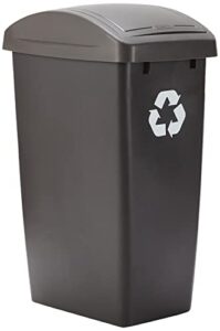 rubbermaid swing-top lid recycling bin for home, kitchen, and bathroom, 12.5 gallon recycling can, gray