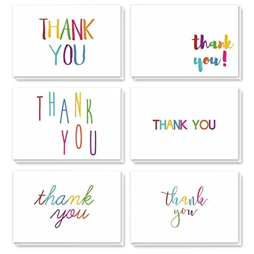 Juvale 48 Pack Thank You Note Cards with Envelopes for Kids Birthday, Baby Shower, Blank Inside (4x6 In)