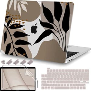 teryeefi compatible with macbook pro 13 inch case 2020 2021 2022 2016-2019 model m1 & m2 a2338 a2251 a2289, hard shell case & keyboard cover for macbook pro 13 with touch touch bar, tropical leaf