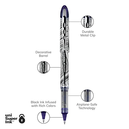 uni-ball Vision Elite BLX Infusion Rollerball Pens, Bold Point (0.8mm), Blue/Black, 5 Count