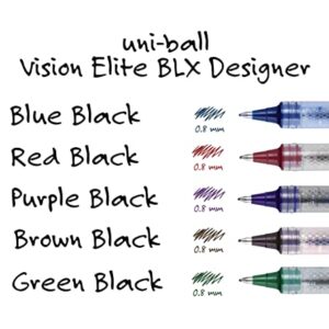 uni-ball Vision Elite BLX Infusion Rollerball Pens, Bold Point (0.8mm), Blue/Black, 5 Count