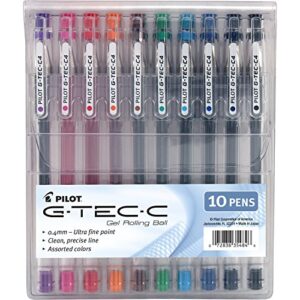 pilot g-tec-c gel ink rolling ball pens, ultra fine point (0.4mm), assorted color inks, 10-pack pouch (35484)