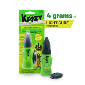 Krazy Fix Light Cure, UV Curing Super Glue with Fast Cure UV Light, 4g, Clear (KF301)