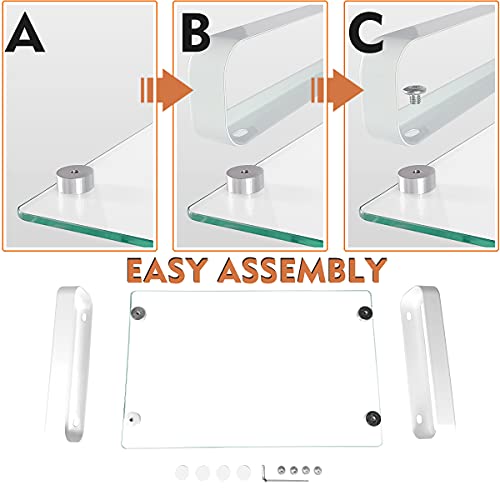 Hemudu Clear Computer Monitor Stand Riser Multi Media Desktop Stand for Flat Screen LCD LED TV, Laptop/Notebook, with Tempered Glass and Metal Legs, HD02T-001