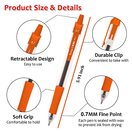 Colored Gel Pens, Lineon 20 Colors Retractable Gel Ink Pens with Grip, Medium Point(0.7mm) Smooth Writing Pens Perfect for Adults and Kids Journal Notebook Planner, Writing in Office and School