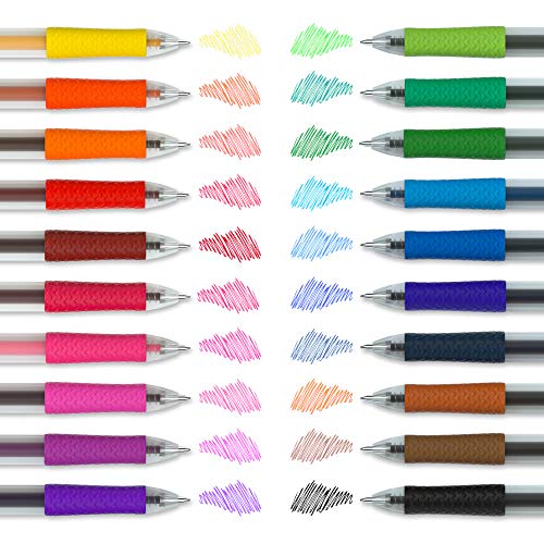 Colored Gel Pens, Lineon 20 Colors Retractable Gel Ink Pens with Grip, Medium Point(0.7mm) Smooth Writing Pens Perfect for Adults and Kids Journal Notebook Planner, Writing in Office and School