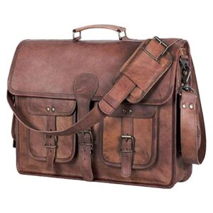 kpl 18 inch leather briefcase laptop messenger bag best computer satchel handmade bags for men and women