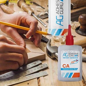 Adhesive Guru CA Glue with Activator Woodworking (4 x 3.5 oz - 4 x 13.5 fl oz) Ca Glue for Woodworking, Cyanoacrylate Glue and Activator (4 Pack)