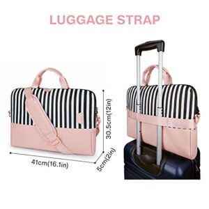 BAGSMART Laptop Bag for Women, 15.6 Inch Laptop Case Slim Computer Bag Briefcase, Work Bag For Travel, Pink Stripes