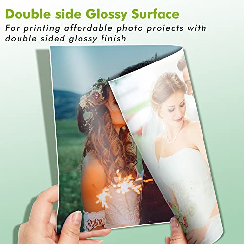 Koala Double Side Glossy Photo Paper 8.5x11 Inches 120gsm 100 Sheets Compatible with Inkjet Printer