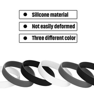 JOVITEC 12 Pieces Rubber Bracelets, Solid Color Silicone Wristbands, Multi-Pack Blank Wristbands Bracelets for Events Rubber Bands Party (Black, White, Gray)