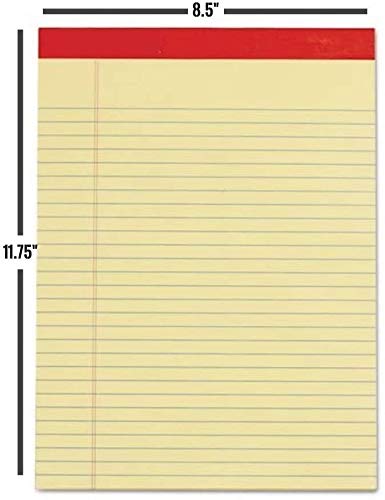 1InTheOffice Yellow Notepads 8.5 x 11, Wide Ruled Writing Pads, Yellow 50 Sheets per Notepads, 12/Pack