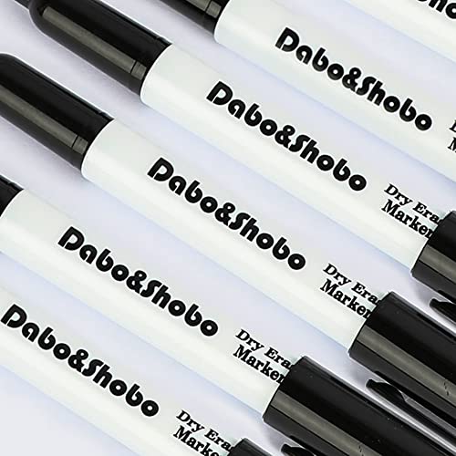 Dabo&Shobo Low Odor Dry Erase Markers, Fine Tip, Bulk Pack of 80, Black Whiteboard Markers, Suitable for School, Office, or Home